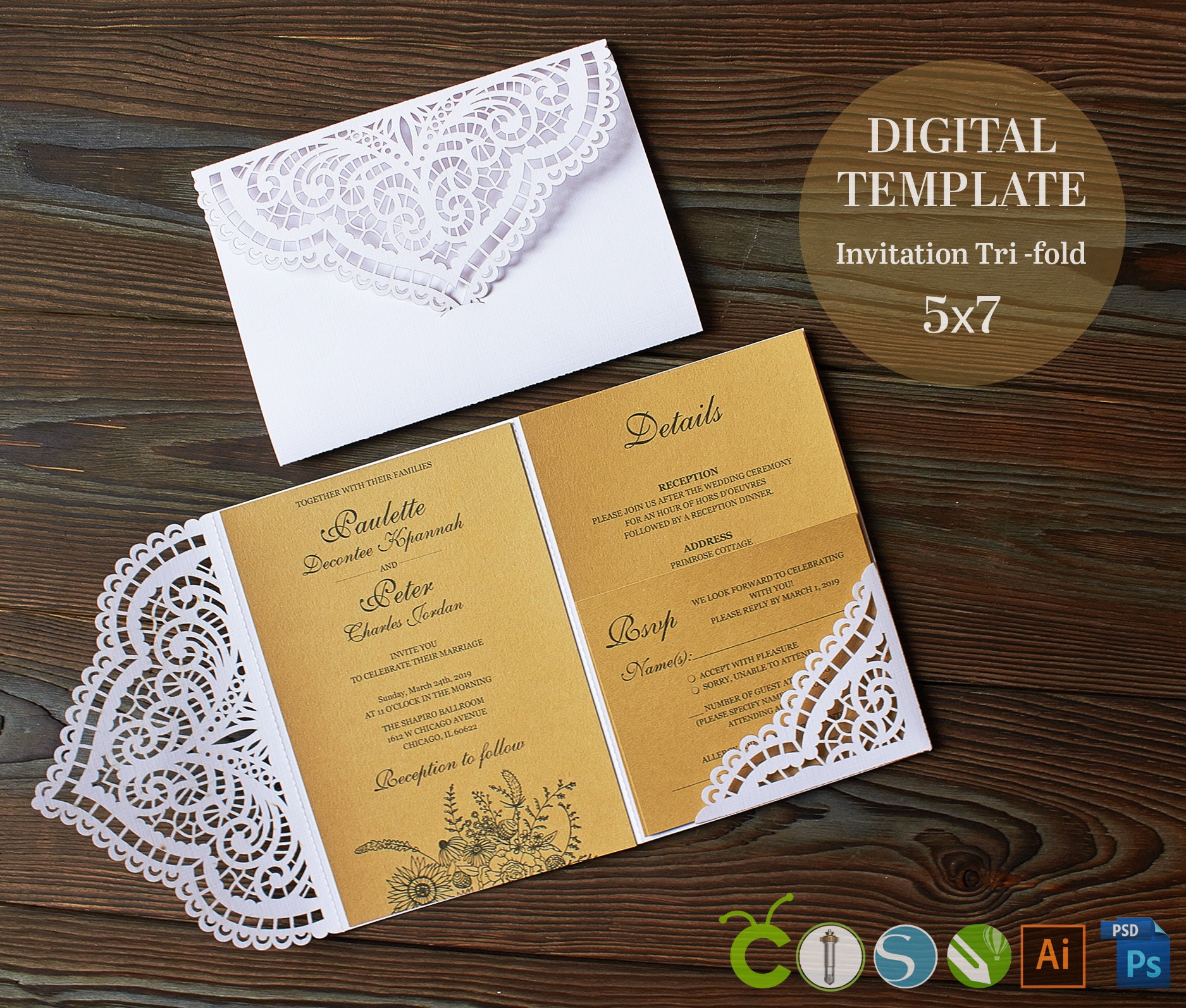 Lace Wedding Invitation Template