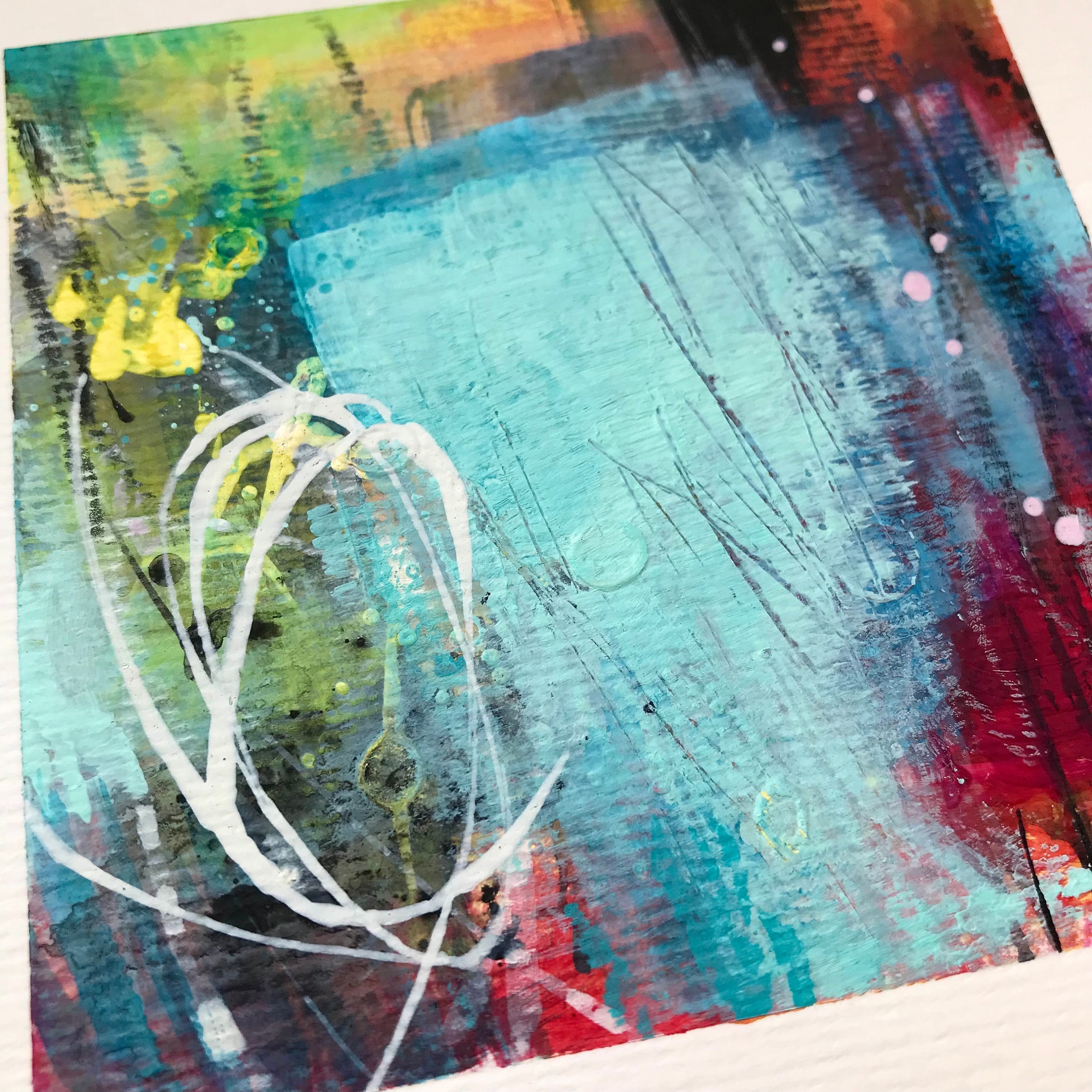 ORIGINAL ABSTRACT PAINTING 10 X 10cm Acrylic on Fabriano Paper by Sarah ...