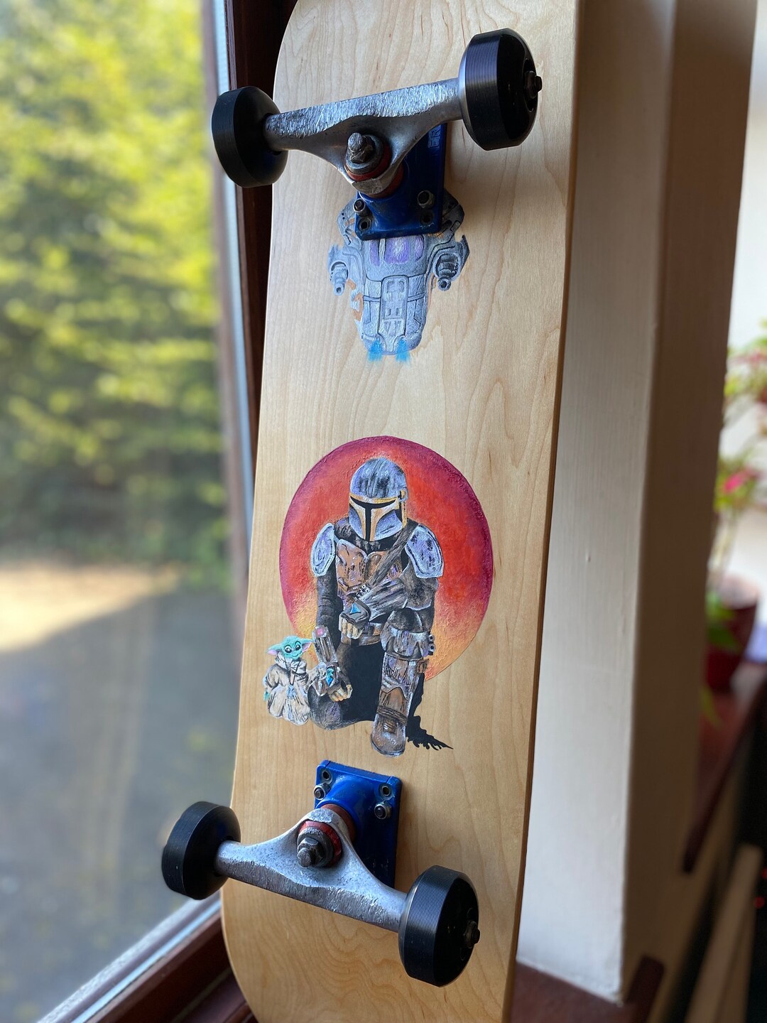 Star Wars Mandalorian Upcycled 8" Skateboard Wall Art - Etsy