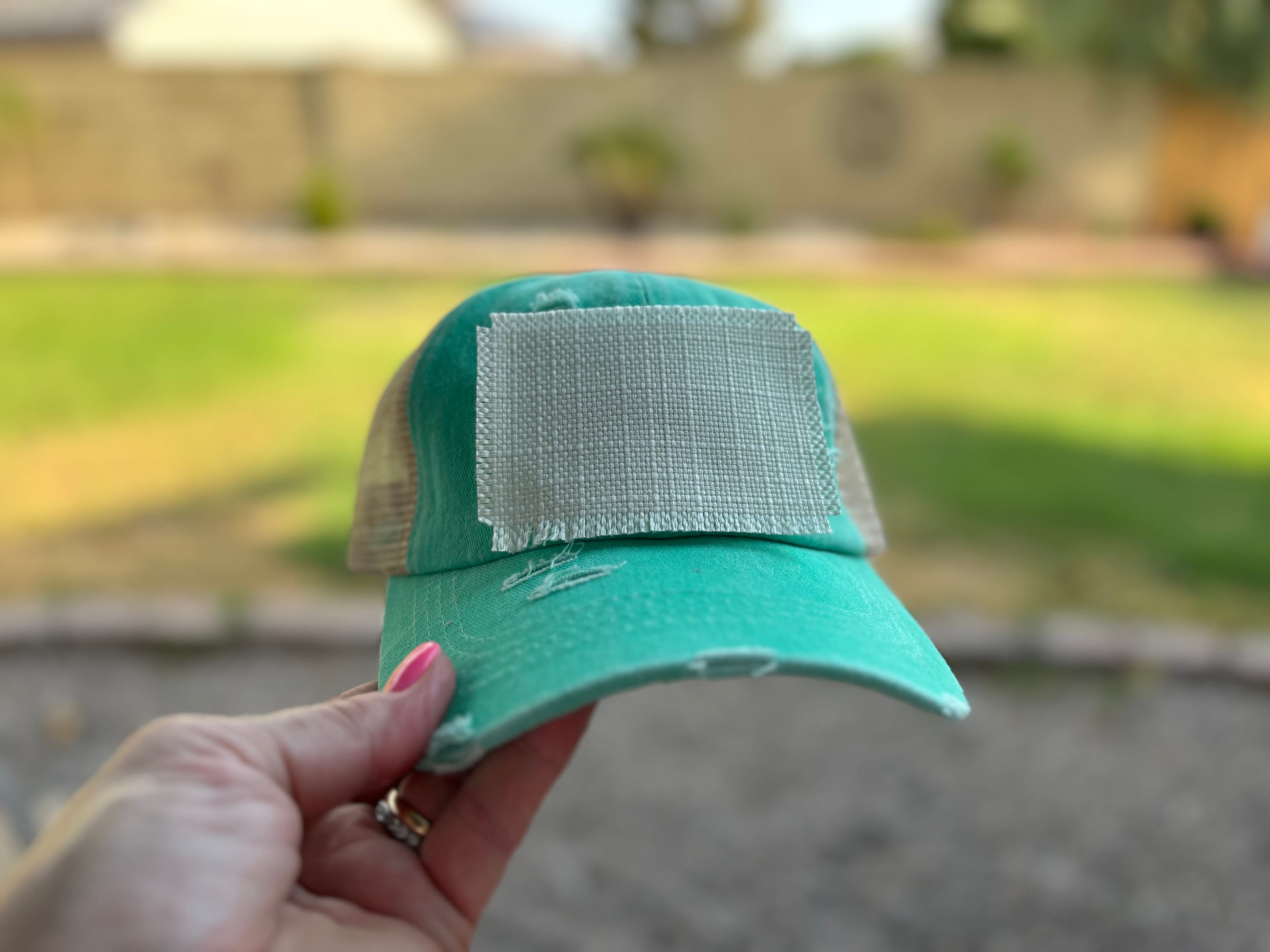 Blank Polyester Sublimation Hat Patch: DIY Raggy Tattered Patch ...