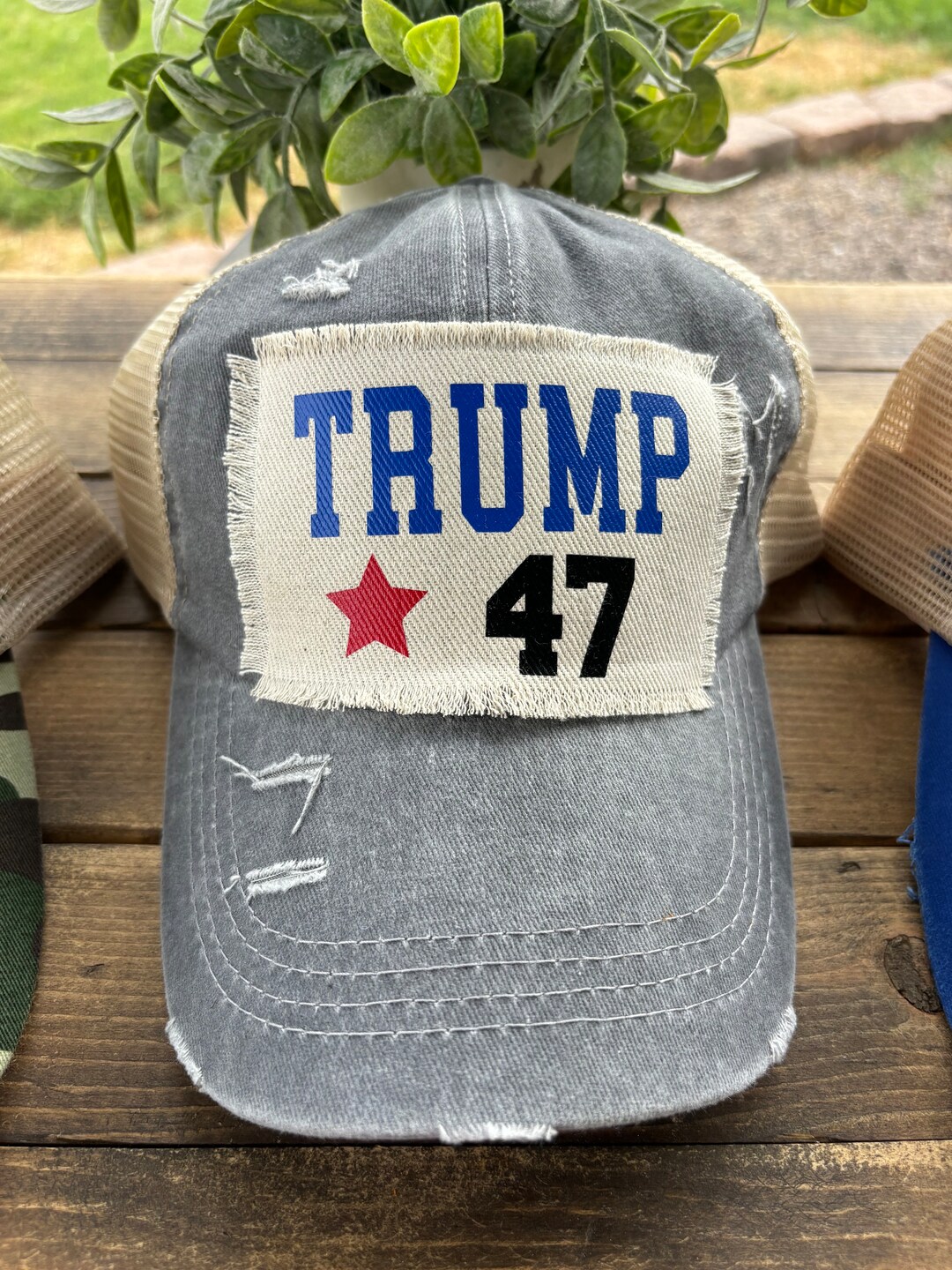 Trump 47 Hat, MAGA Hat, Tattered Hat Patch, Baseball Hat, Trump 2024 ...
