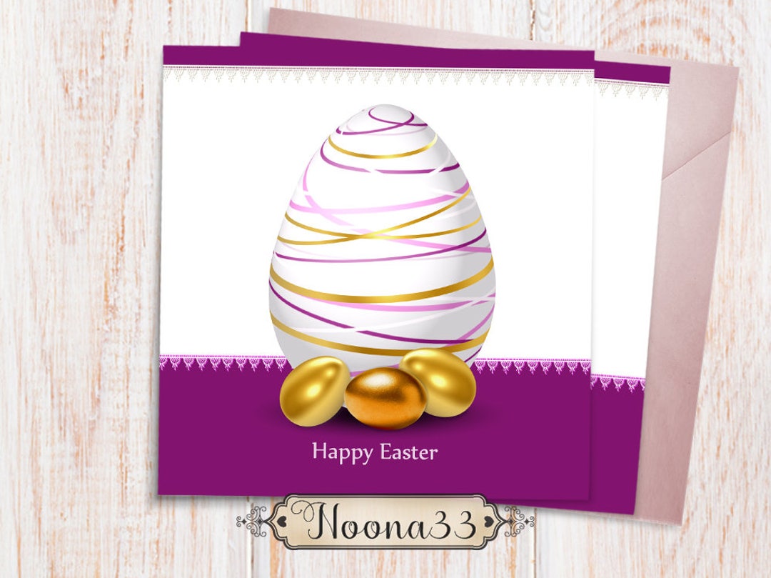 Elegant Easter Card, 'happy Easter' Card, Easter Eggs, Printable DIY ...