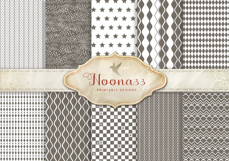 Printable Digital Collage Sheet 8.5x11 Inch Digital Paper Pack Brown ...