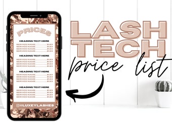 Lash Tech Price List - Etsy