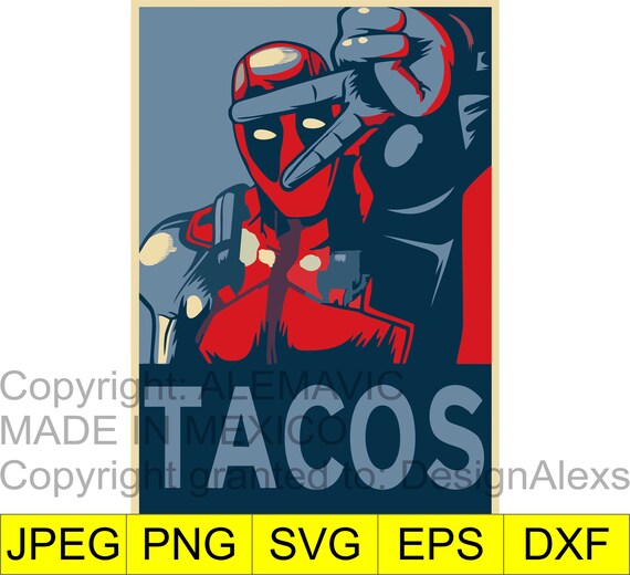Items similar to Deadpool Taco Mexican - Collection svg dxf eps png ...