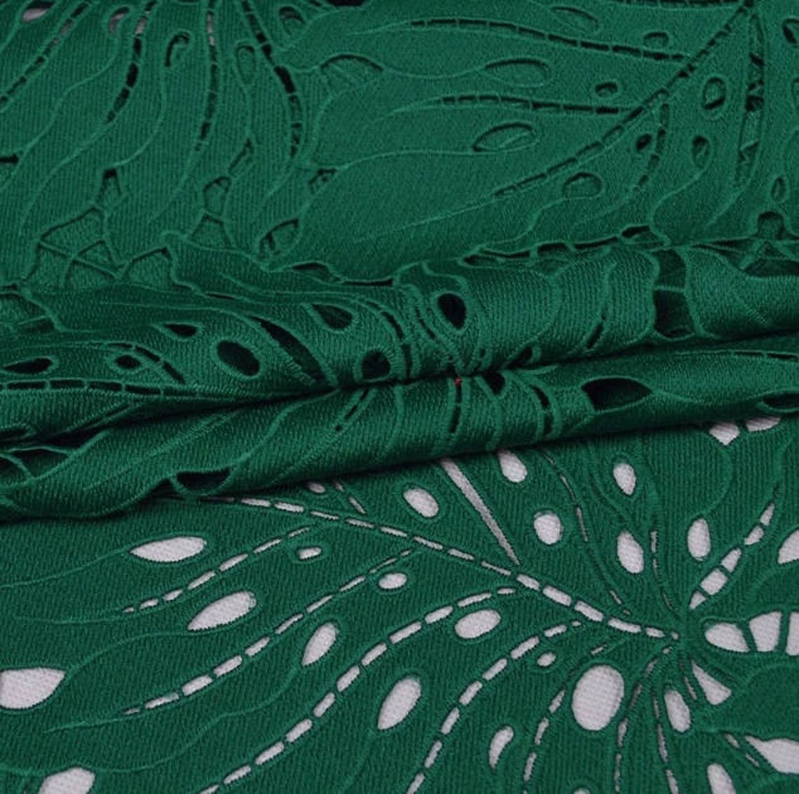 Green Leaf Design Lace Fabric for Dresses High Quality Fabric | Etsy