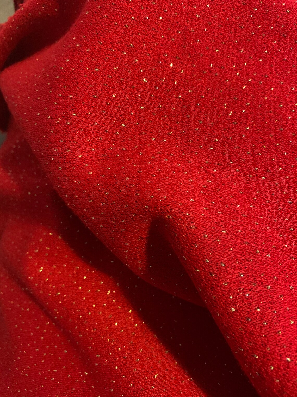 Lurex Knit Fabric in Red and Metallic Gold Stretch Fabric per | Etsy