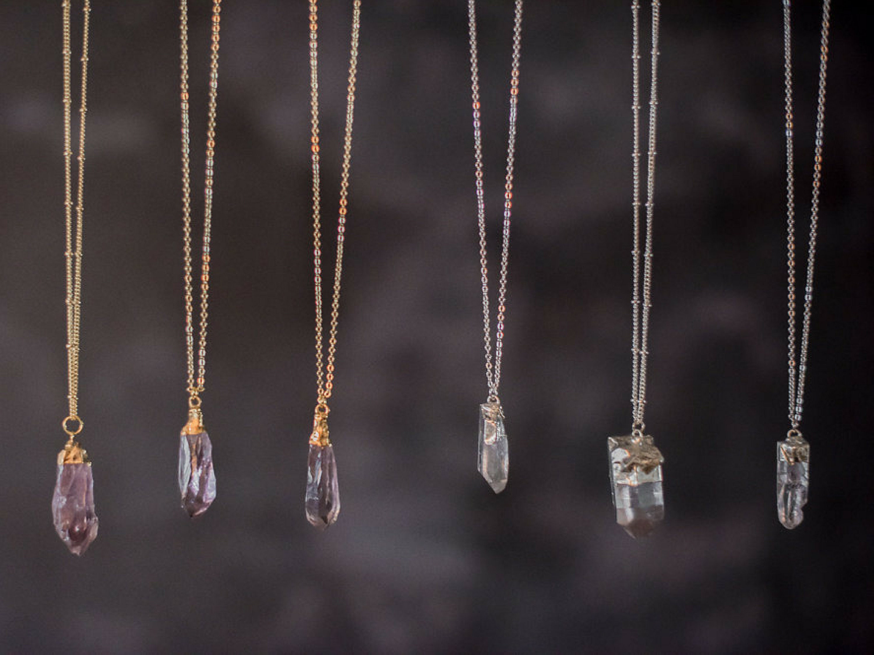Raw Quartz Crystal Necklace Protection Stone Quartz Unisex | Etsy