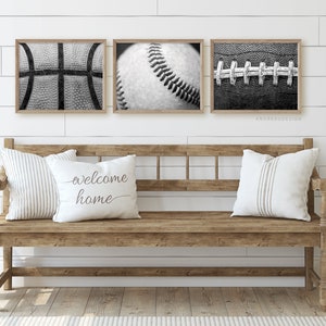 Matching Black and White Sports Balls Prints, Baseball, Basketball ...