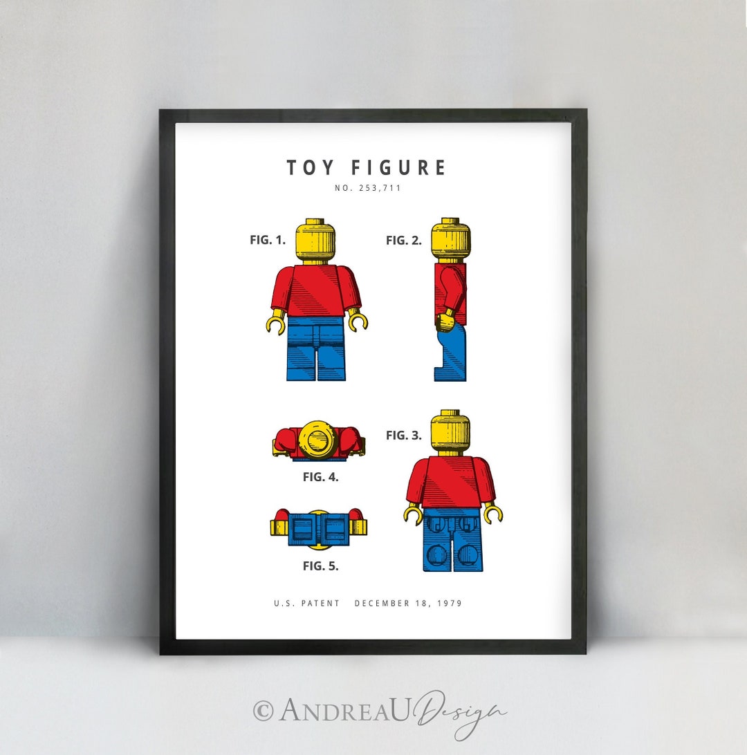 Toy Figure Patent Art, Color Minifigure Wall Art, Teen Boy Bedroom DIY ...