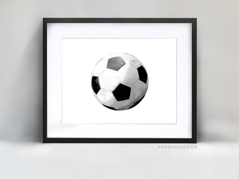 Soccer Ball Black and White Printable Art, Soccer Wall Decor, Soccer ...