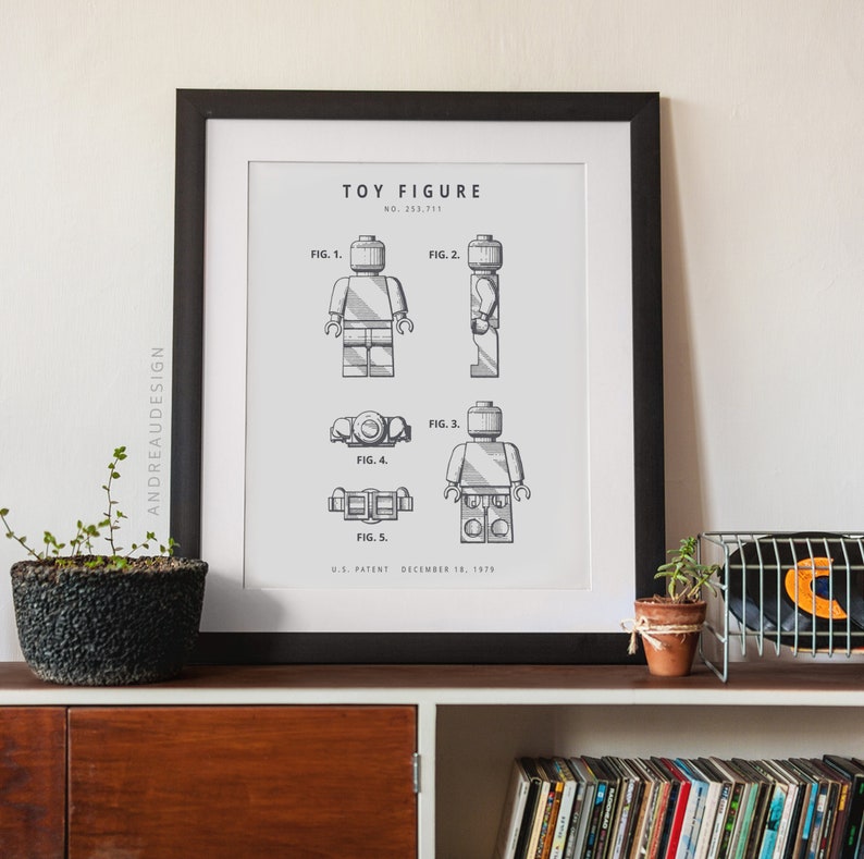 Toy Figure Patent Art, Minifigure Wall Art, Teen Boy Bedroom DIY ...