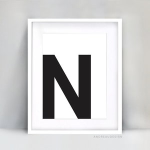 Letter N Art Black and White First Initial Print Teenage Boy - Etsy