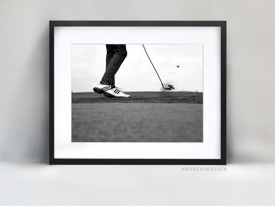 Golfer and Ball Printable Art, Black and White, Golfing Home Decor ...