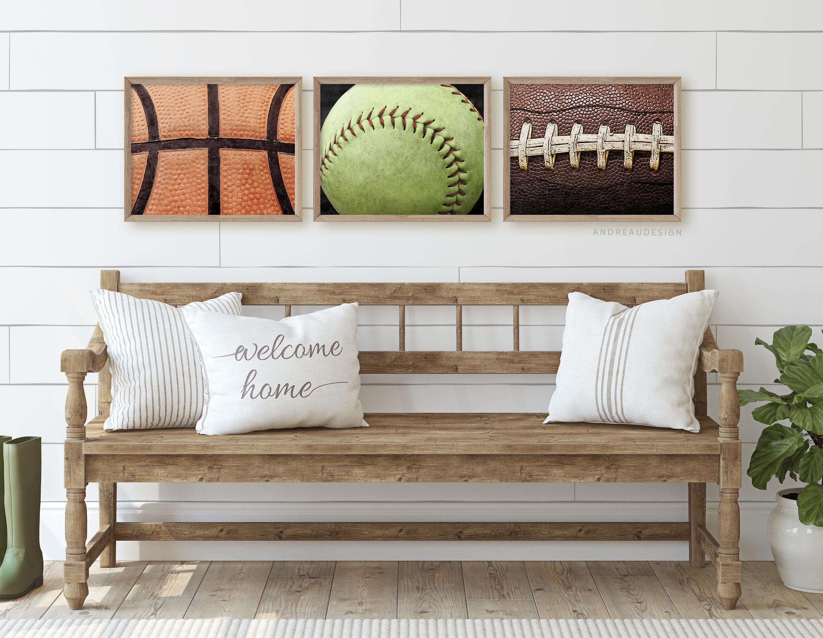 Matching Rustic Color Sports Balls Prints, Softball, Basketball ...
