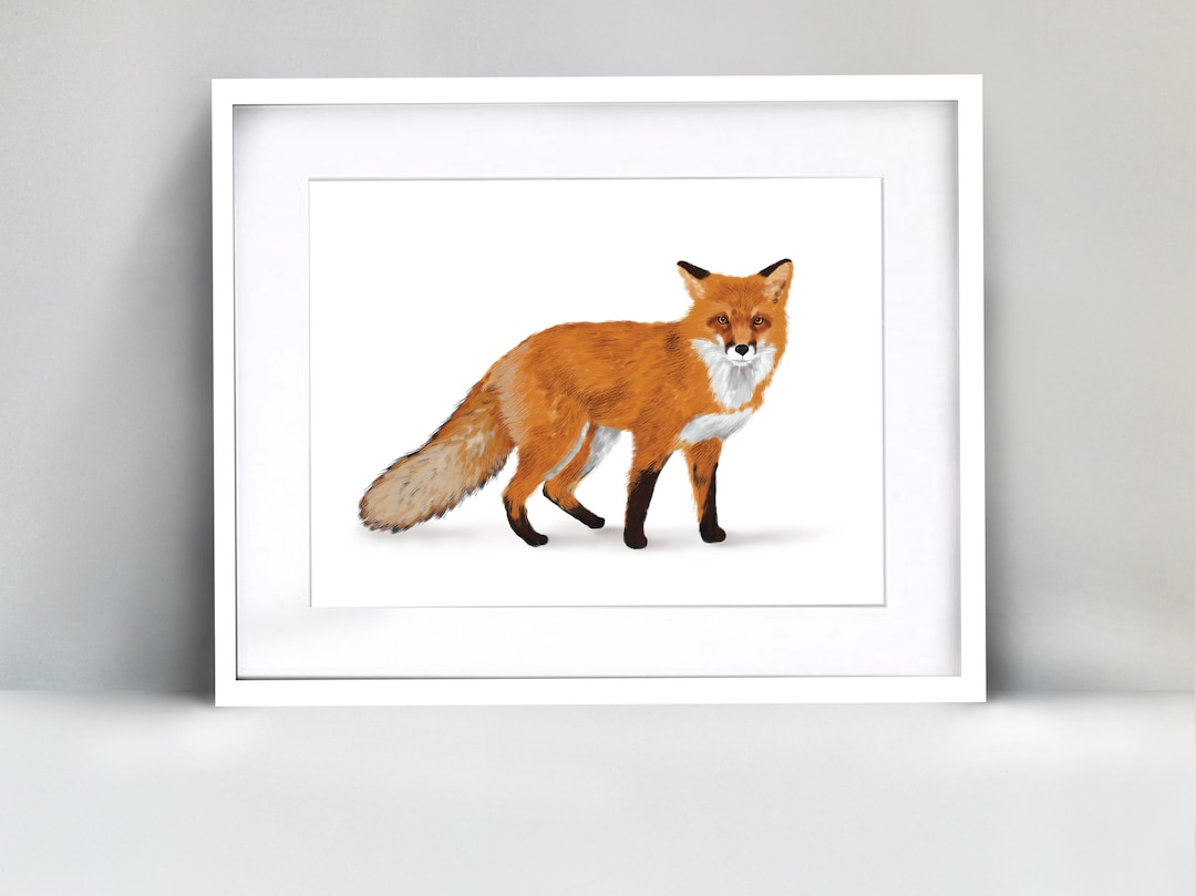 Orange Fox Print, Fox Decor, Animal Gift Idea, Digital Artwork ...