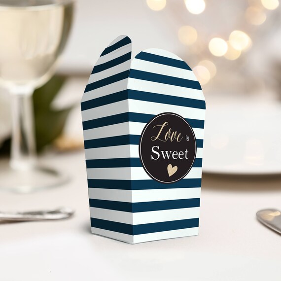 Blue Striped Candy Buffet Box Printable Favor Box Wedding - Etsy