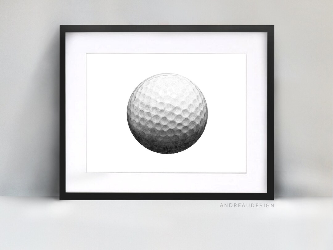 Black and White Golf Ball Printable Art, Golfing Home Decor, Golfer ...