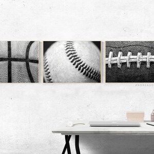 Matching Black and White Sports Balls Prints, Baseball, Basketball ...