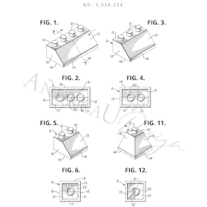 Set of 2 Black and White Building Figure and Toy Patent Art, Brick ...