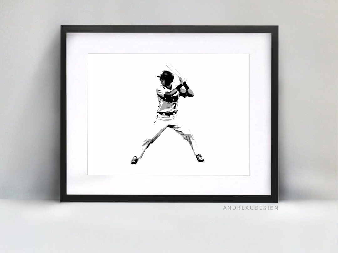 Baseball Batter Home Decor, Black and White Hardball Print Artwork ...