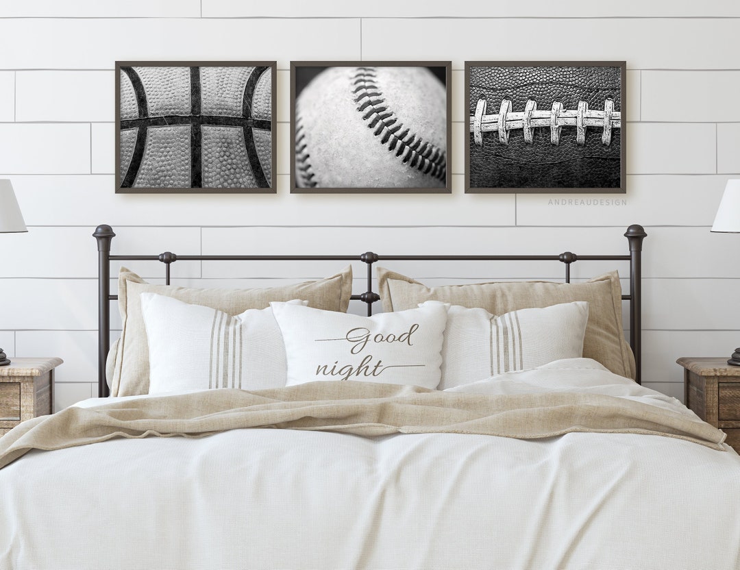 Matching Black and White Sports Balls Prints, Baseball, Basketball ...