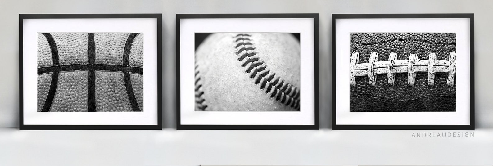 Matching Black and White Sports Balls Prints, Baseball, Basketball ...