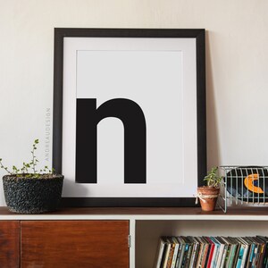 Letter N Art Black and White First Initial Print Teenage Boy - Etsy