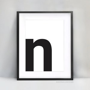 Letter N Art Black and White First Initial Print Teenage Boy - Etsy