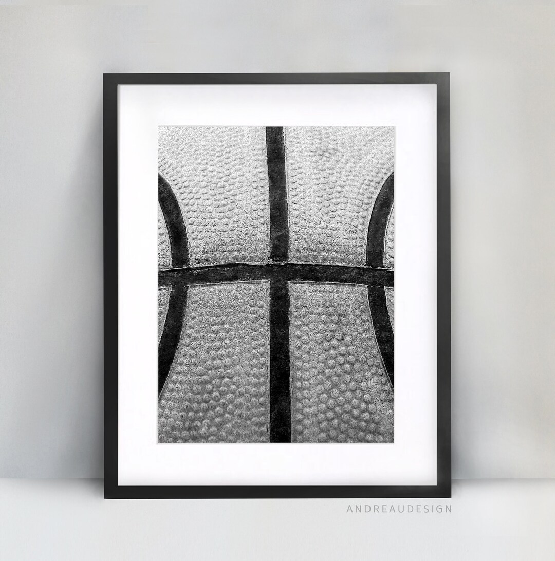Vertical Basketball Ball Printable Art, Black and White Basketball Home ...