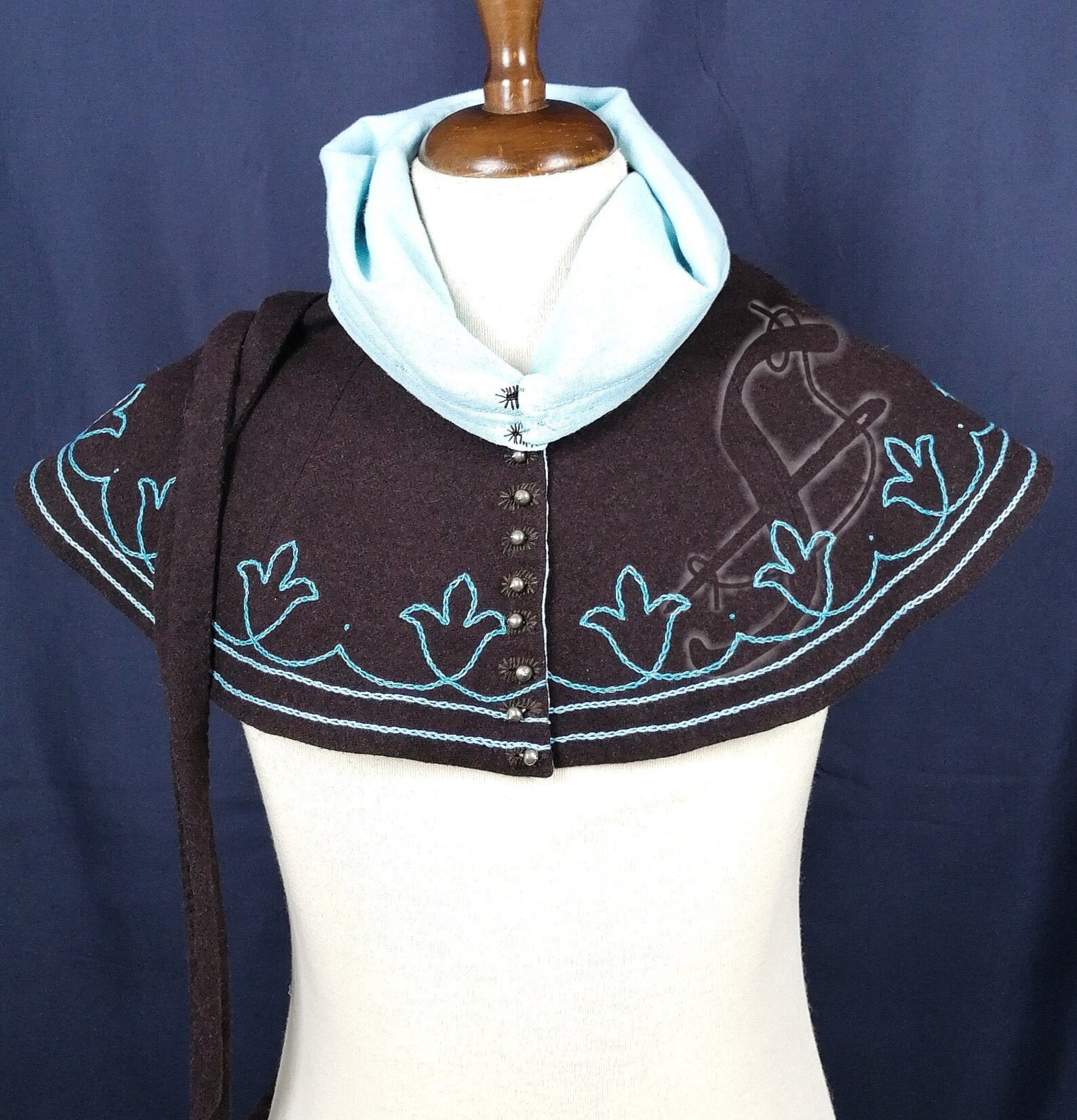 Medieval Hood With Hand Made Embroidery and Silver Buttons / - Etsy