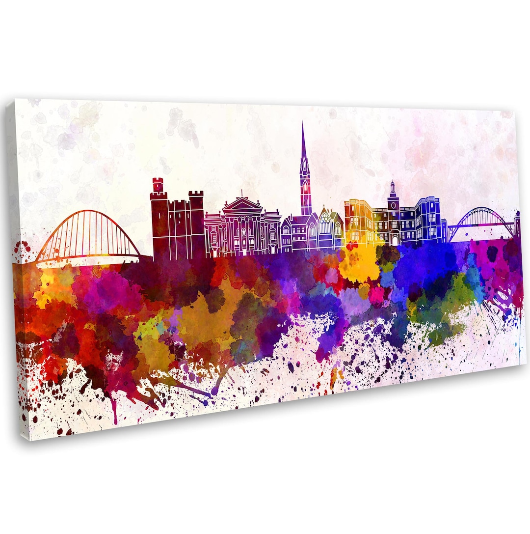 Newcastle Upon Tyne Skyline Canvas Wall Art Print Framed Panoramic ...