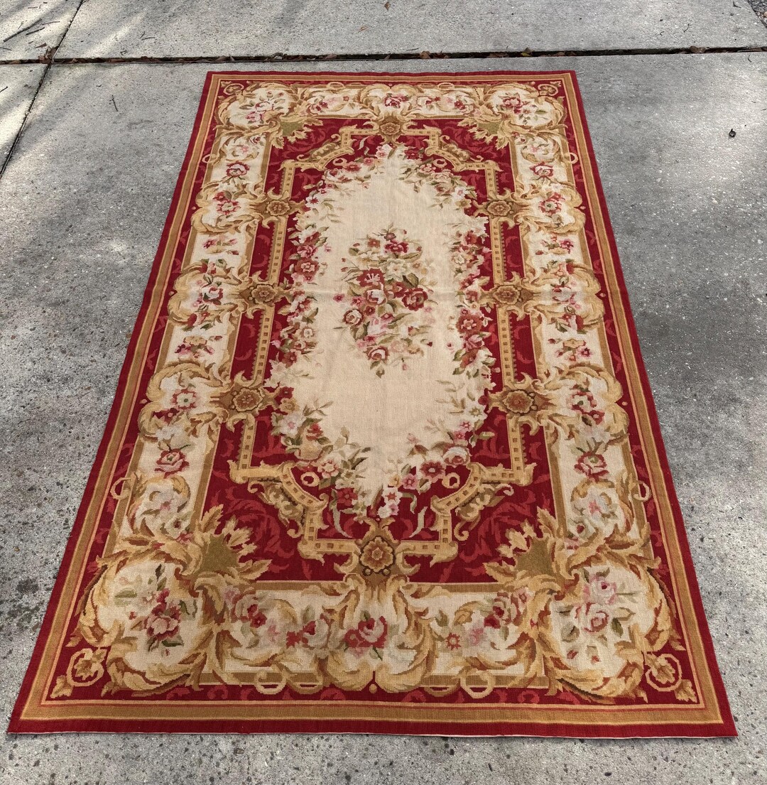 Antique French Needlepoint Rug - Etsy