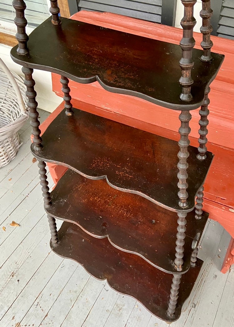 Vintage Folk Art Wood Spool Shelf - Etsy