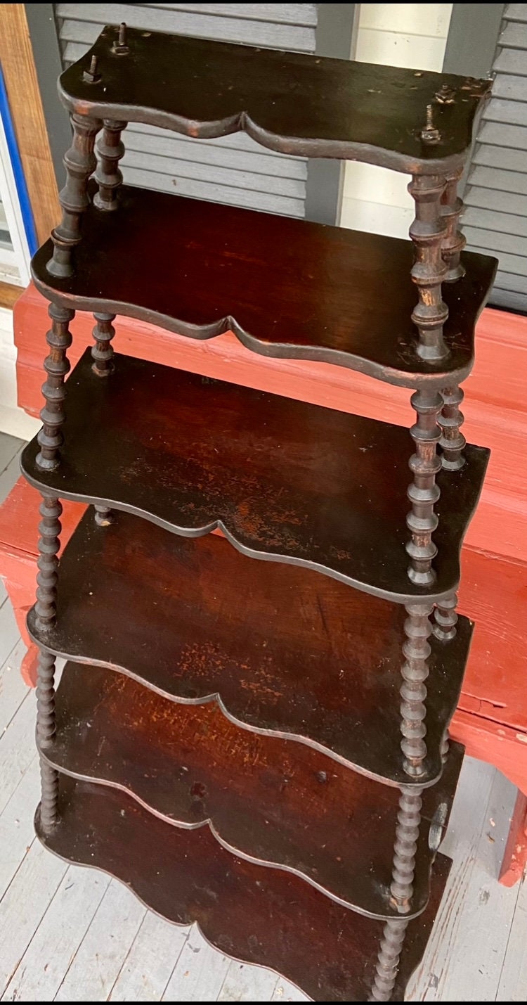 Vintage Folk Art Wood Spool Shelf - Etsy