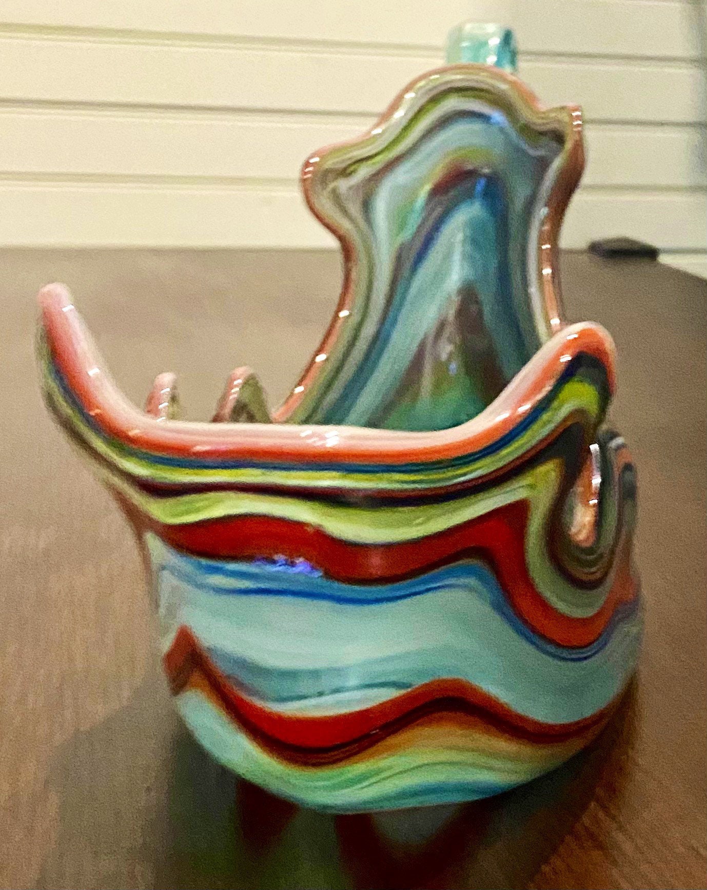 MCM Art Glass Swan Gorgeous Colors - Etsy