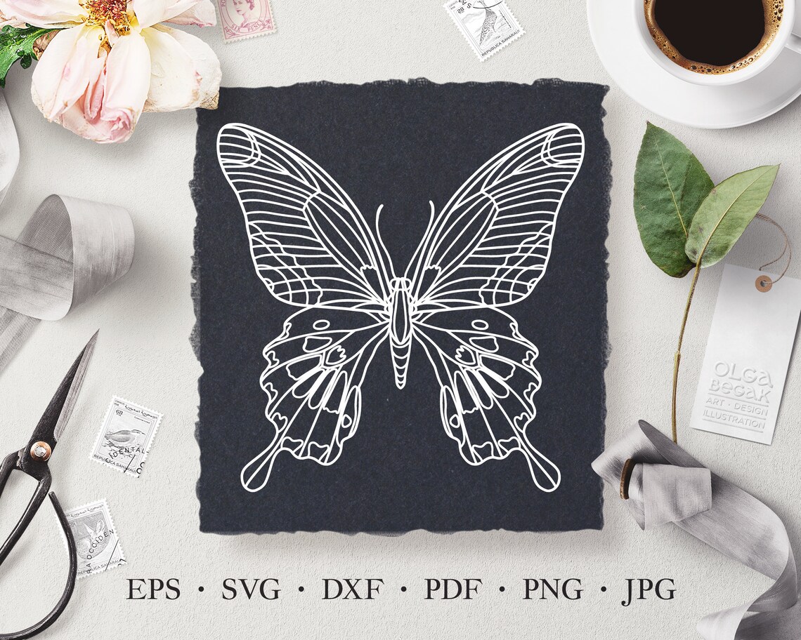 Butterfly SVG Butterfly Outline Line Art Hand Drawn - Etsy
