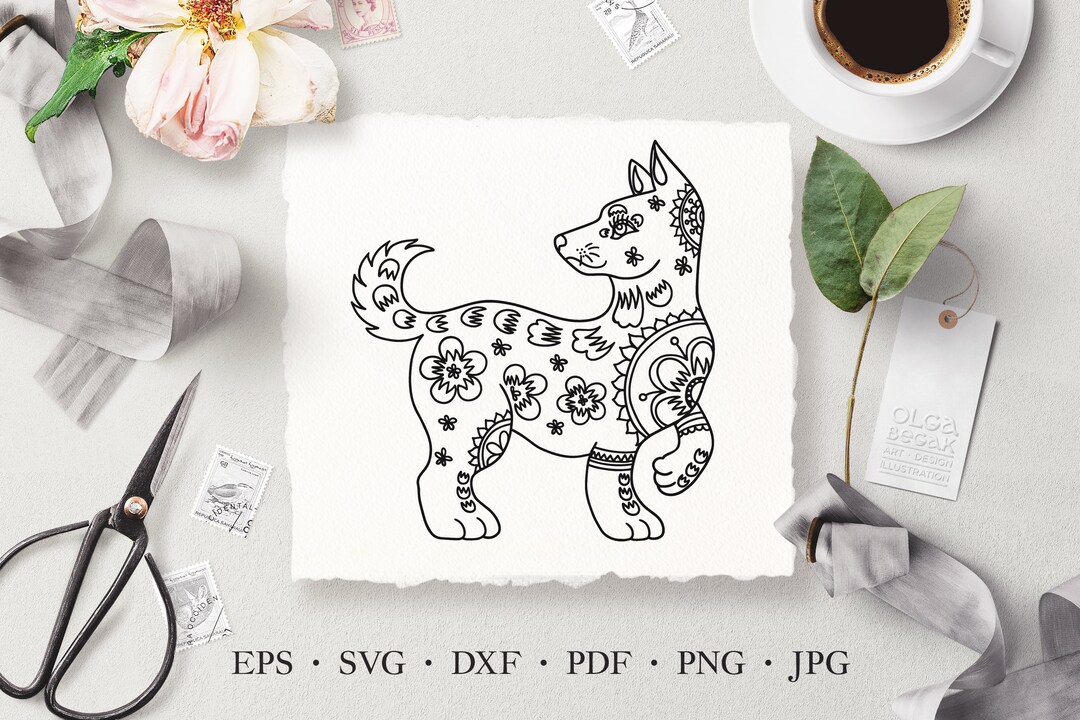 Dog SVG, Dog Digital Line Art Illustration, Dog Laser Cut Files ...