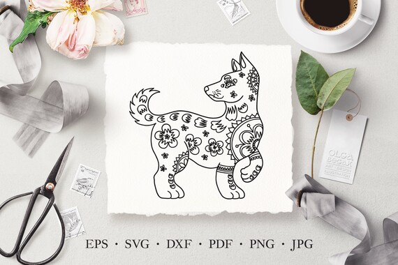 Dog SVG Dog Digital Line Art Illustration Free Commercial | Etsy
