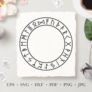 Runic Circle SVG, Runic Alphabet Wheel, Celtic Runes Letters Stencil ...
