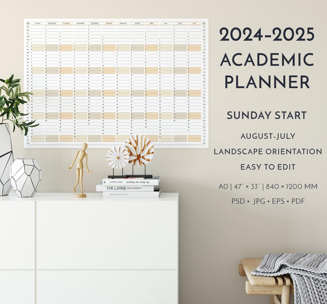 Printable 20242025 Academic Wall Planner Sunday Start, Academic Year ...
