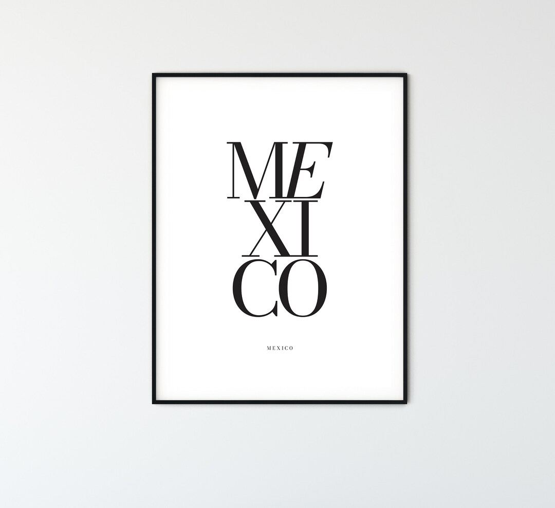 MEXICO City Name Typography Poster, Minimalist Printable Wall Art ...