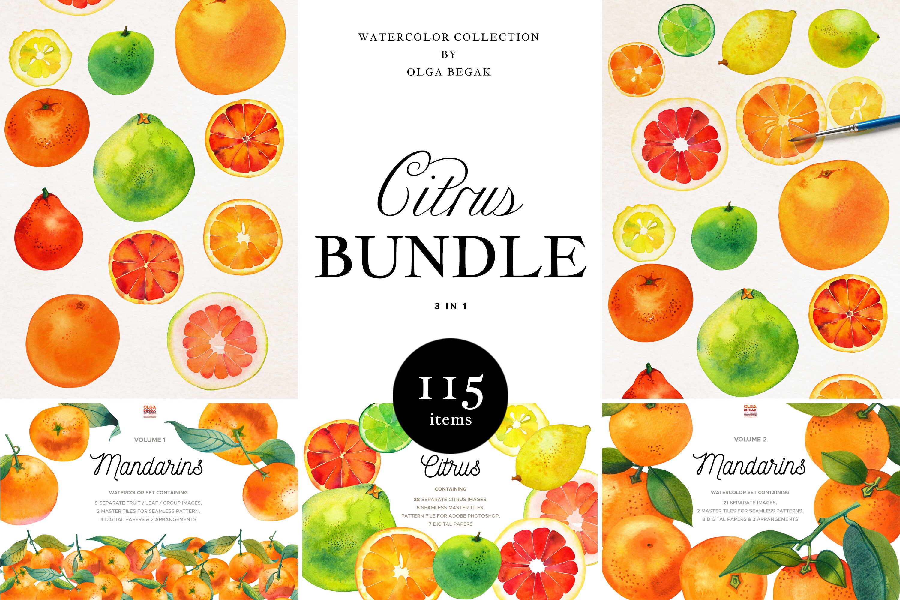 Art & Collectibles Watercolor lemon seamless pattern clipart Citrus ...