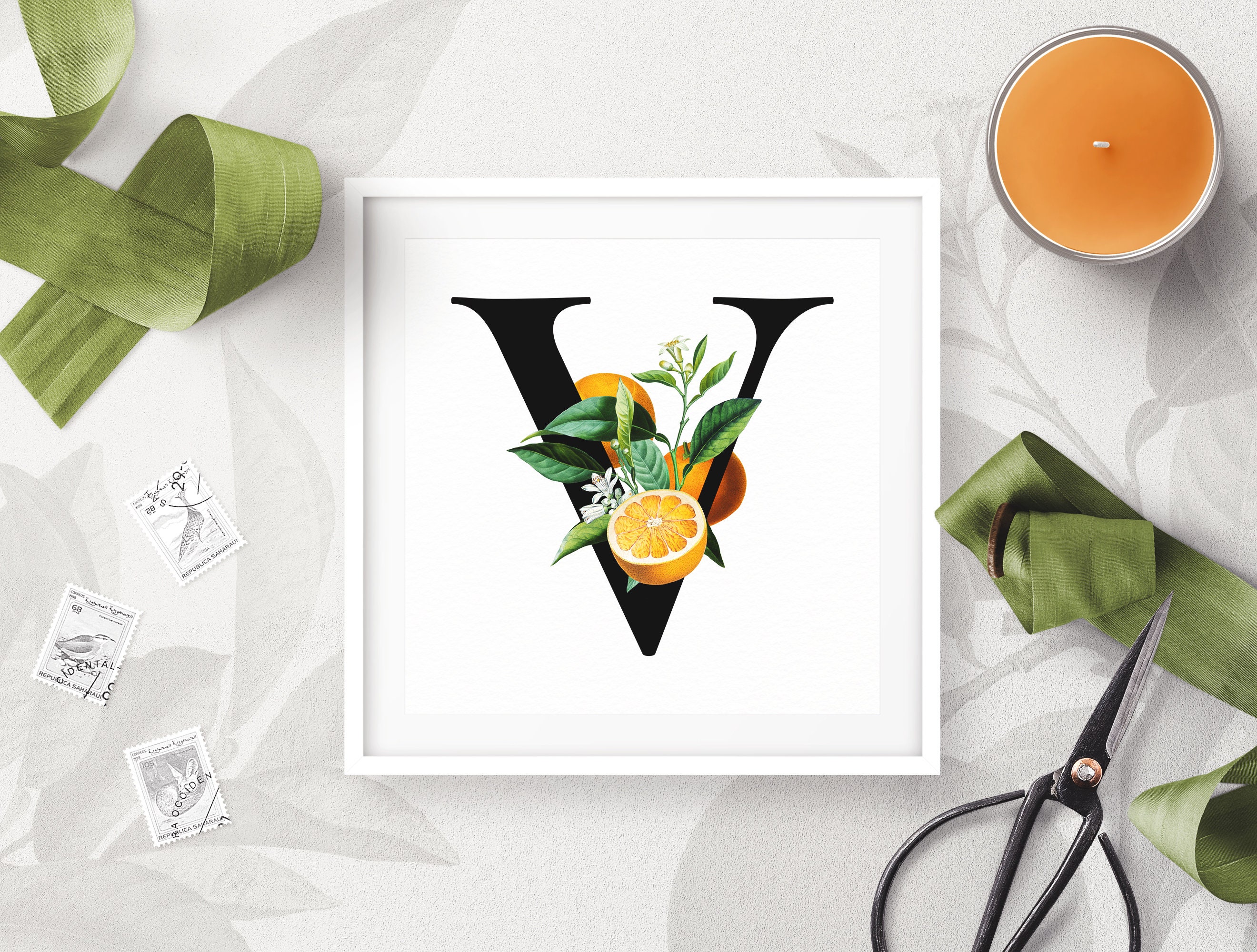 Orange Citrus Monogram Font Floral Monogram Alphabet Clipart | Etsy