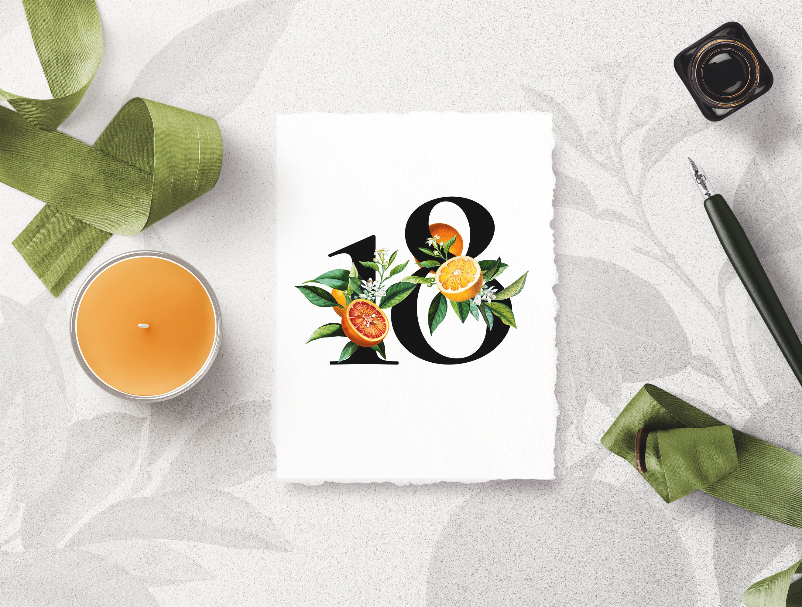 Orange Citrus Monogram Font Floral Monogram Alphabet Clipart | Etsy