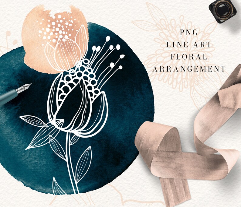 FINE LINE Gold Floral Arrangement 28 Gold Line Art Flowers - Etsy