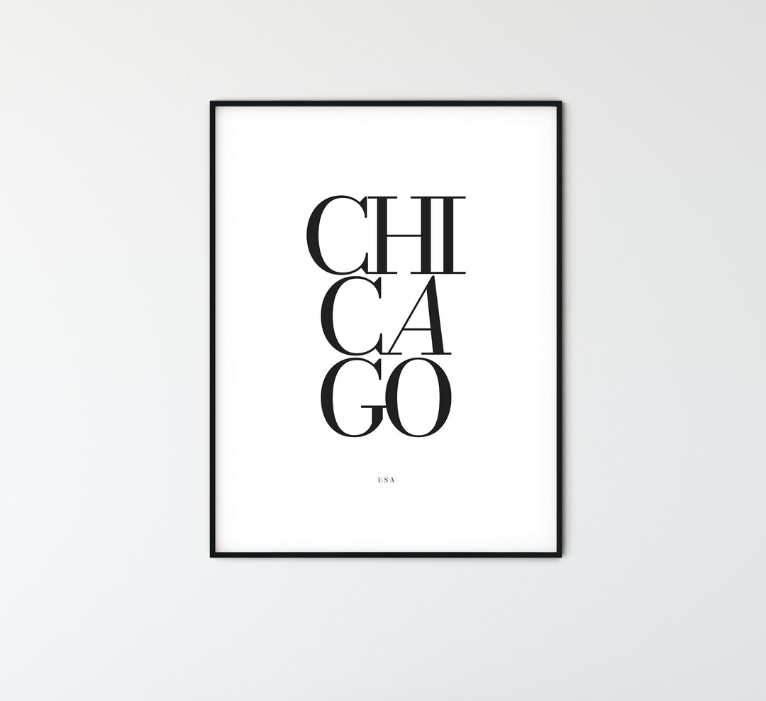 CHICAGO City Name Typography Poster, Minimalist Printable USA Illinois ...