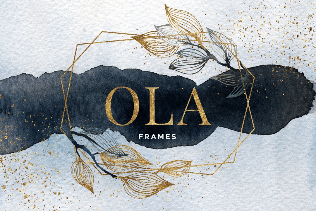 OLA Floral Frames PNG Clipart: Digital Frames Gold Monogram - Etsy España