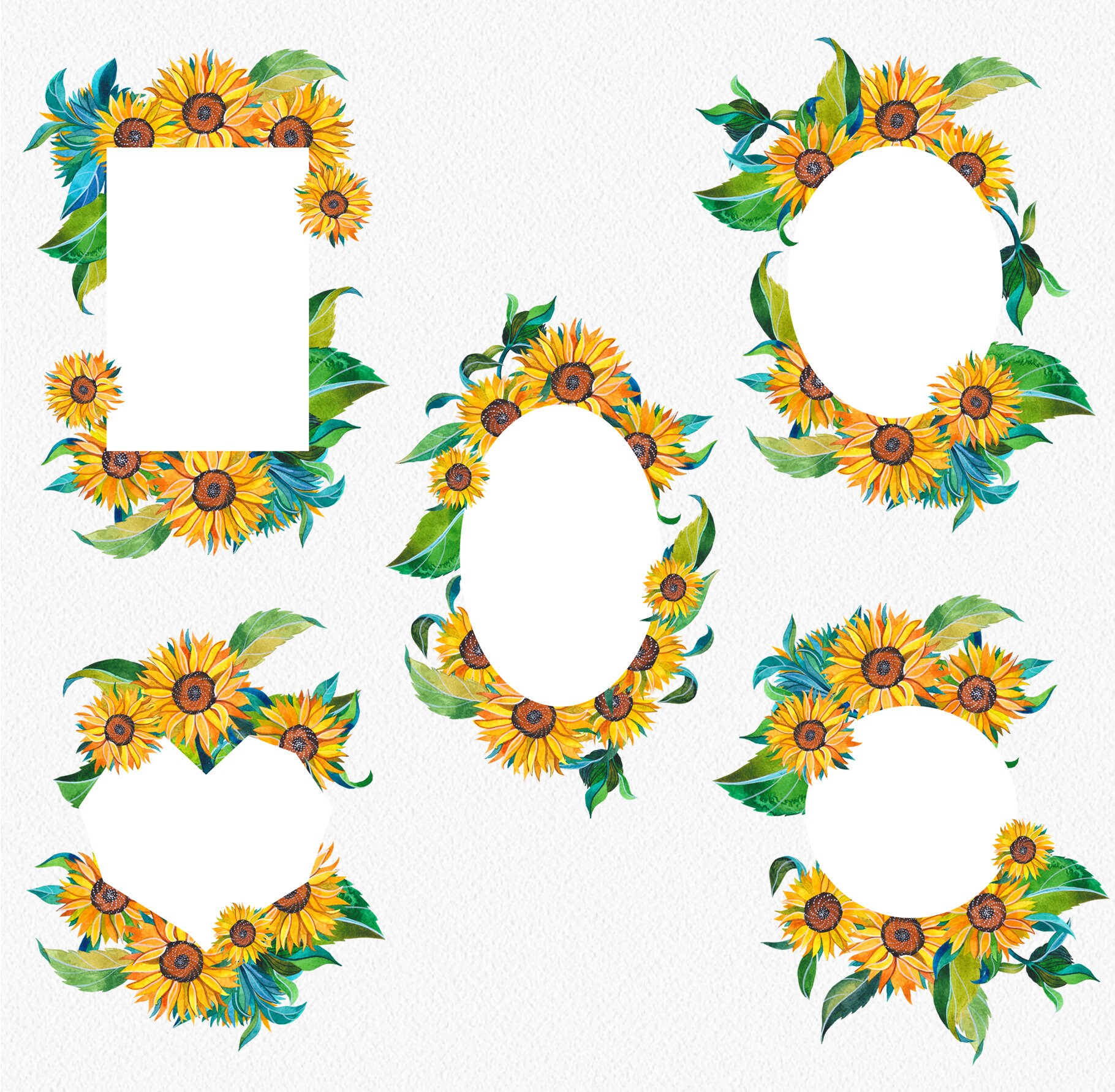 Watercolor Sunflower Frame Png Clipart Floral Frame Png Rustic Frames ...