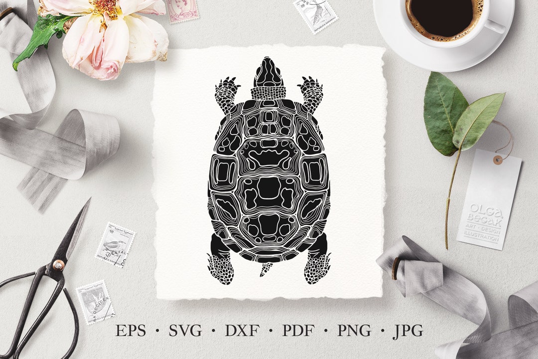 Turtle SVG Laser Cut Files, Turtle Stencil Vector Illustration, Turtle ...